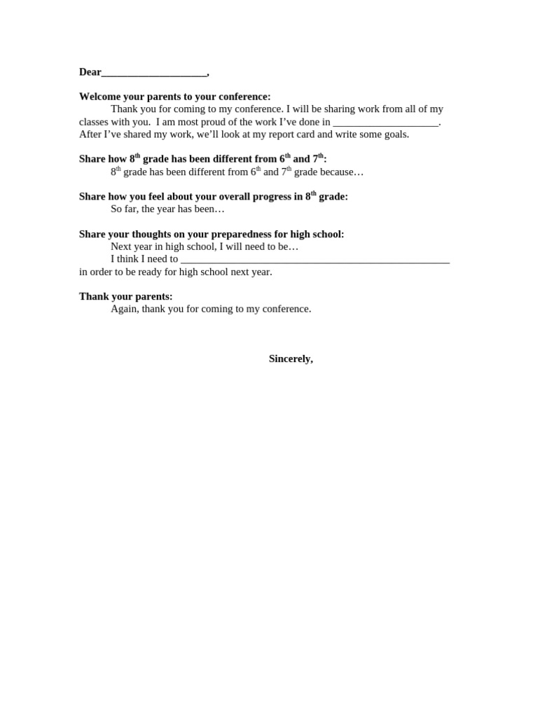 Welcome Letter for Parent Conference | PDF | Career & Growth