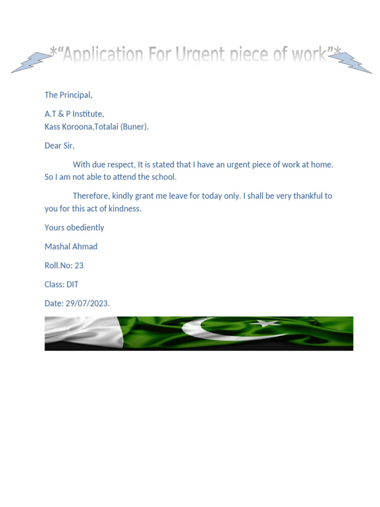 Urgent Leave Application for School | PDF