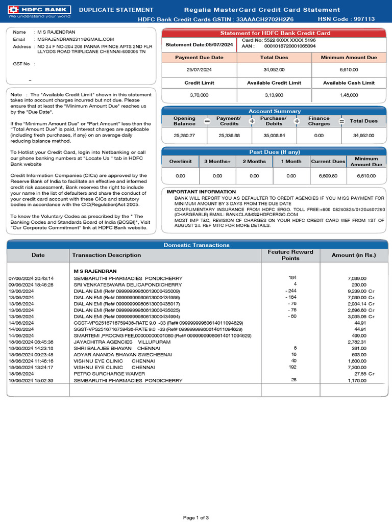 BilledStatements 5196 06-07-24 10.19 | PDF | Credit Card | Banks
