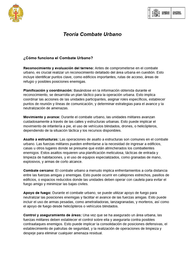 Teoría Combate Urbano | PDF | Guerrilla urbana | Guerra de guerrillas
