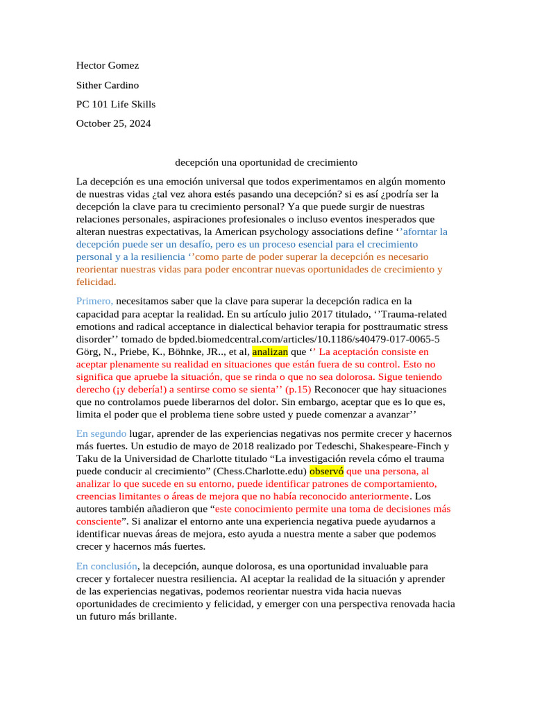 Parrafo Informativo Hector Gomez 25-10-24 | PDF | Felicidad | Ciencias ...