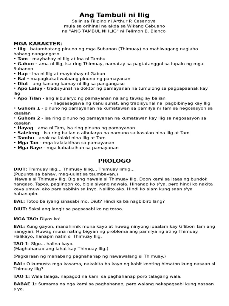 Ang Tambuli Ni Ilig SCRIPT | PDF