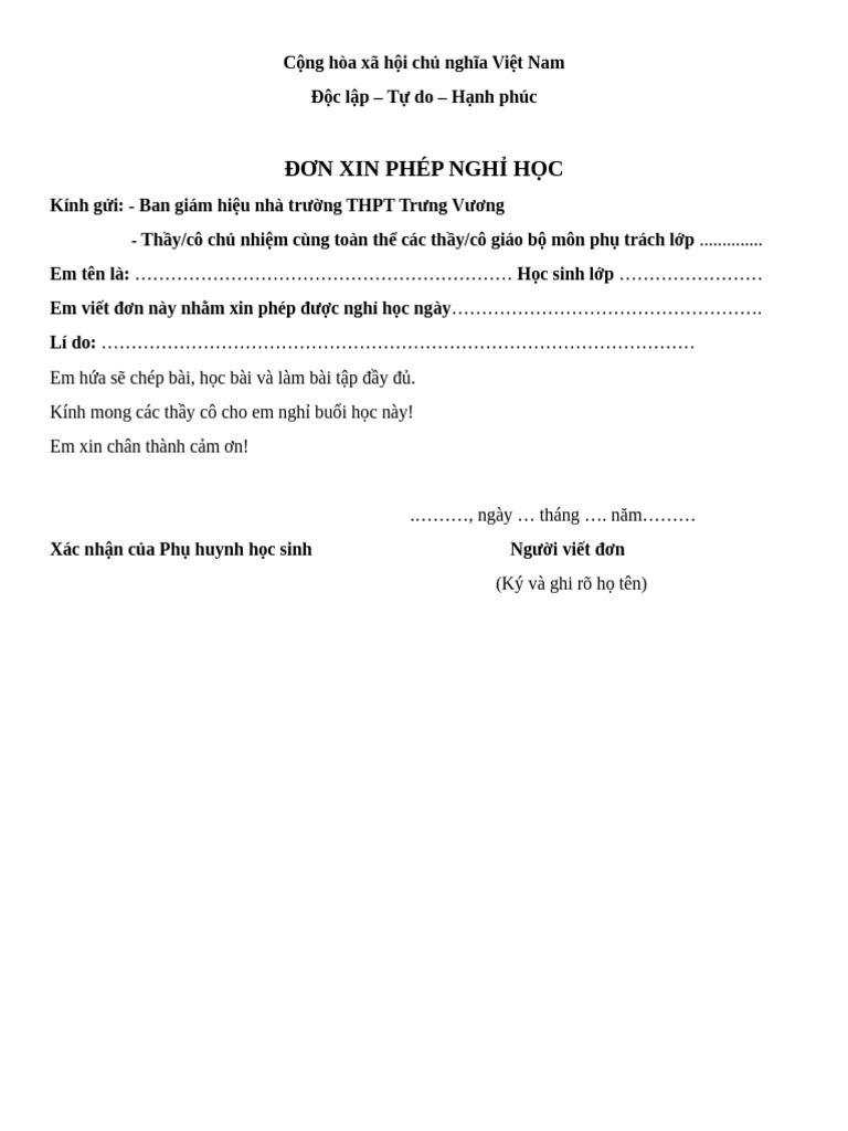 Don Xin Nghi Phep | PDF