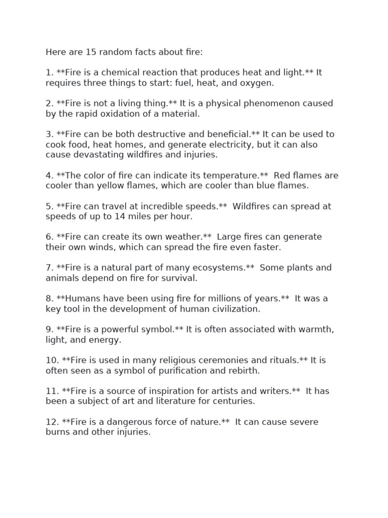 Here Are 15 Random Facts About Fire | PDF | Science & Mathematics | History