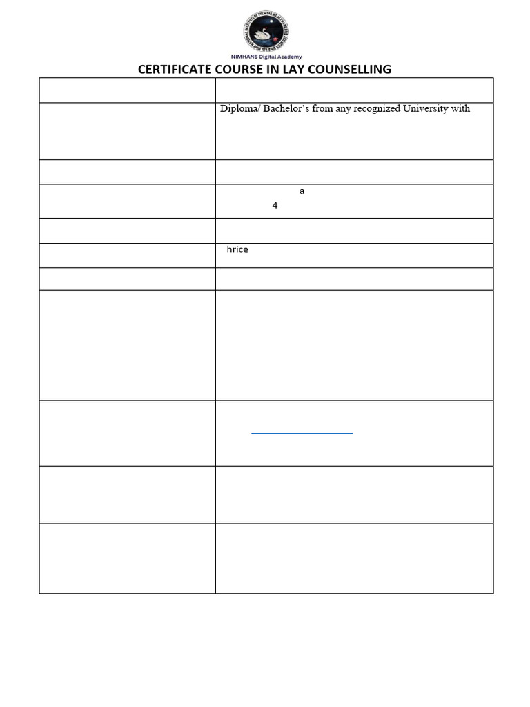 Lay Counselling Certificate Course | PDF
