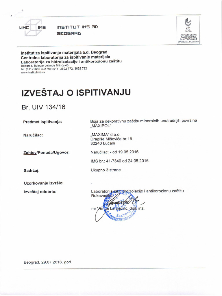 Maxipol Ims Atest SRB | PDF