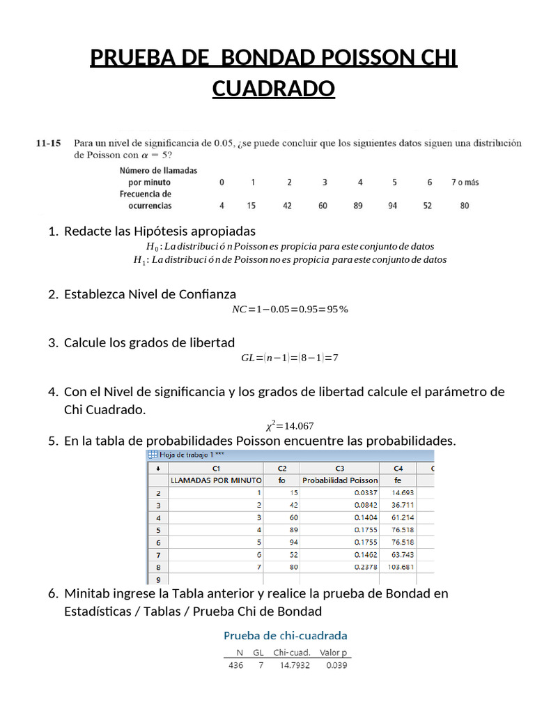 Prueba de Bondad Chi Cuadrado Poisson | PDF