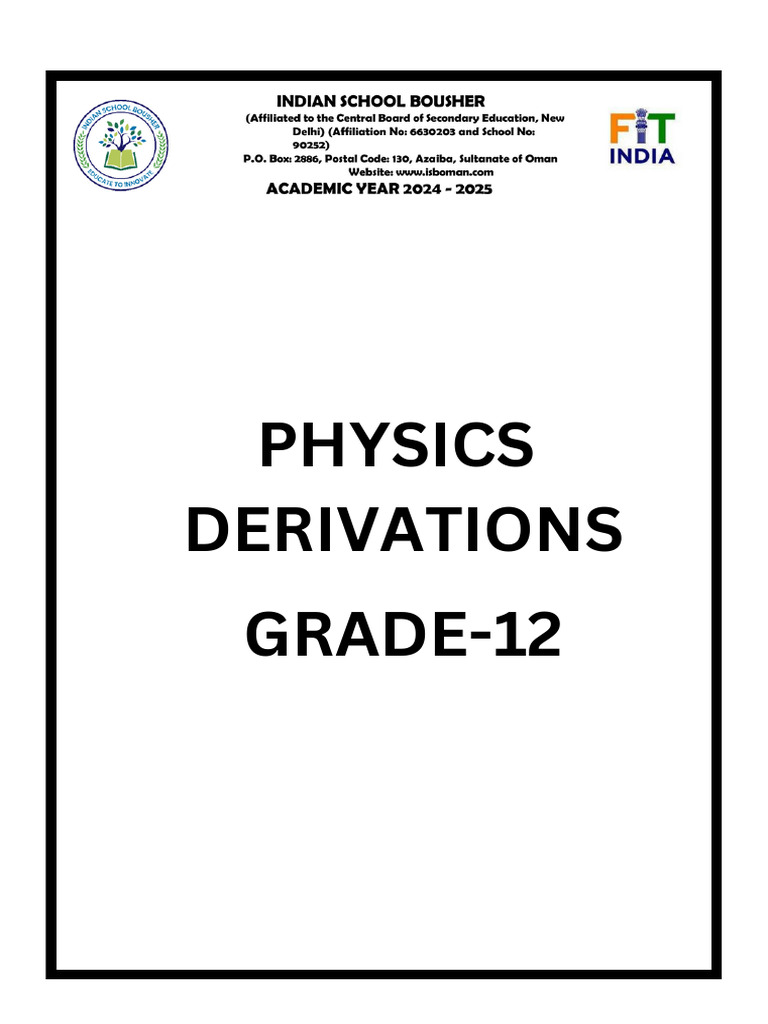 Physics Derivations | PDF