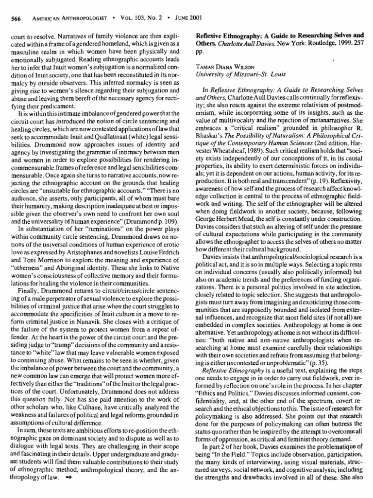 Reflexive Ethnography A Guide To Researc | PDF | Ethnography | Anthropology