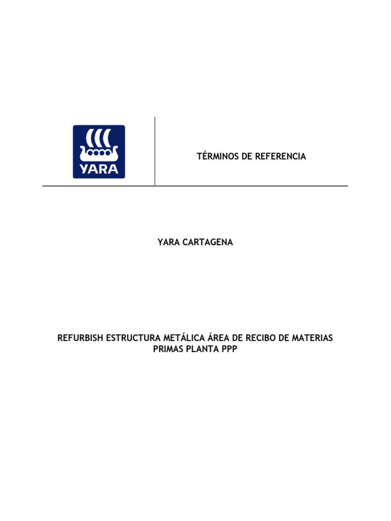 Términos de Referencia Yara Cartagena | PDF | Contratista general ...