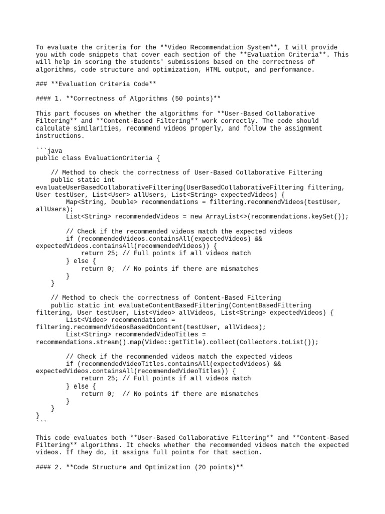 EvaluationCriteria_Code | PDF | Parameter (Computer Programming) | Computing