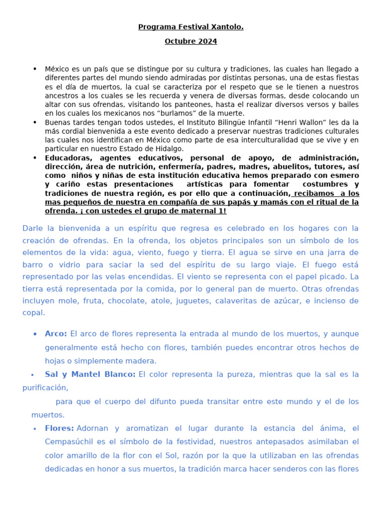 Programa Festival Xantolo 2024 | PDF