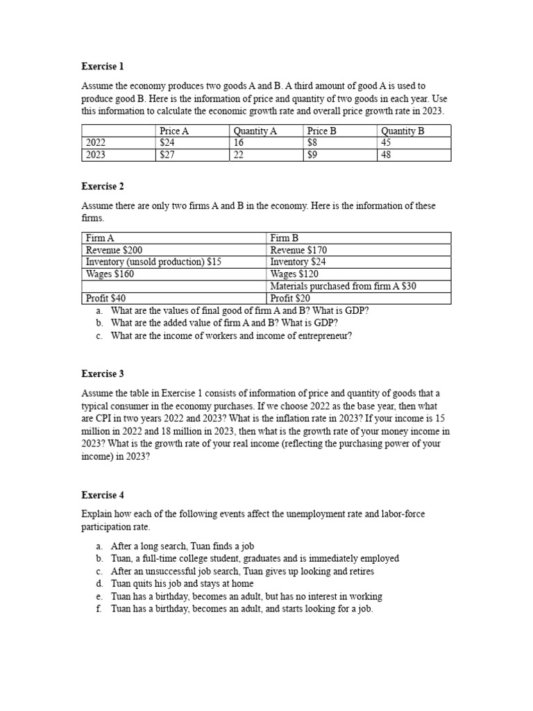 Bai tap tren lop GDP CPI unem | PDF
