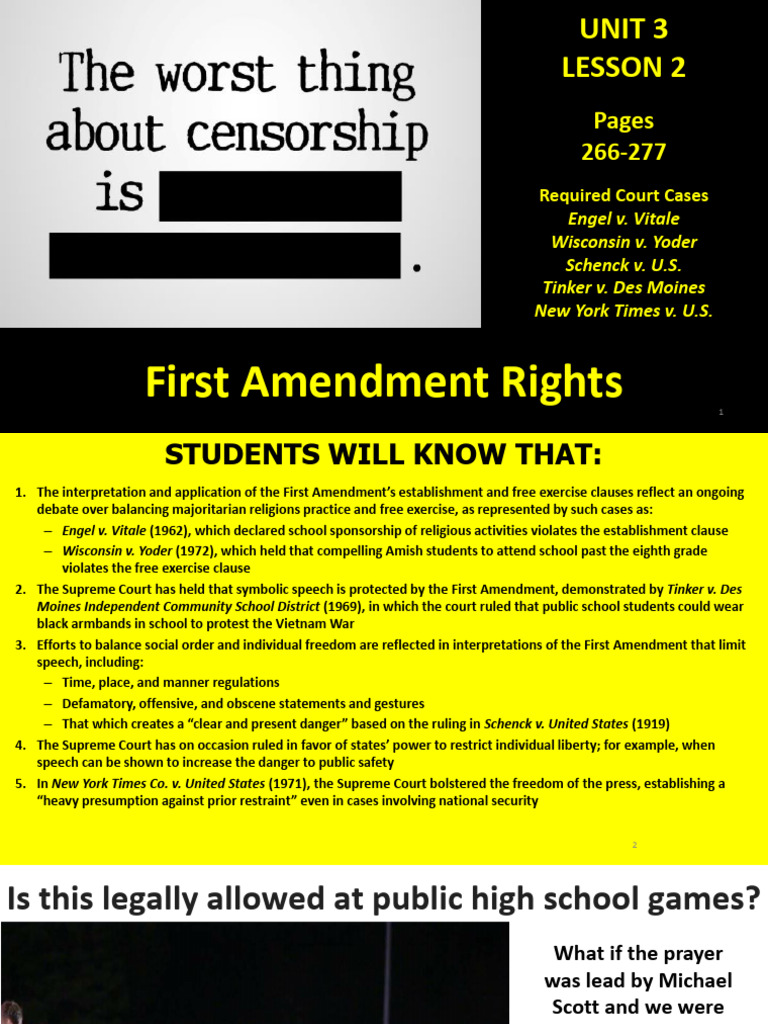 20 Unit 3 Lesson 2 PP Lecture Notes | PDF | First Amendment To The ...