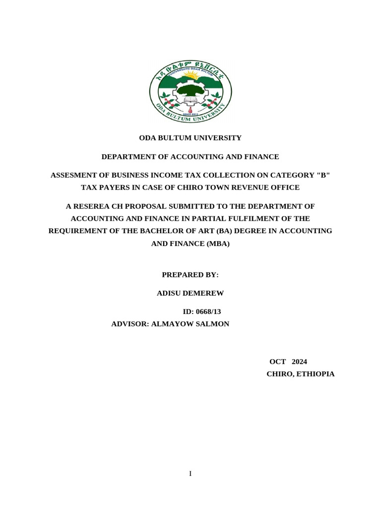 Corrected Adisu Proposal | PDF | Taxes | Direct Tax