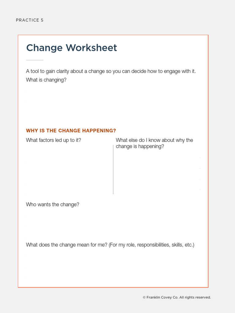 Change Worksheet (Accessible - Form-Fillable) | PDF