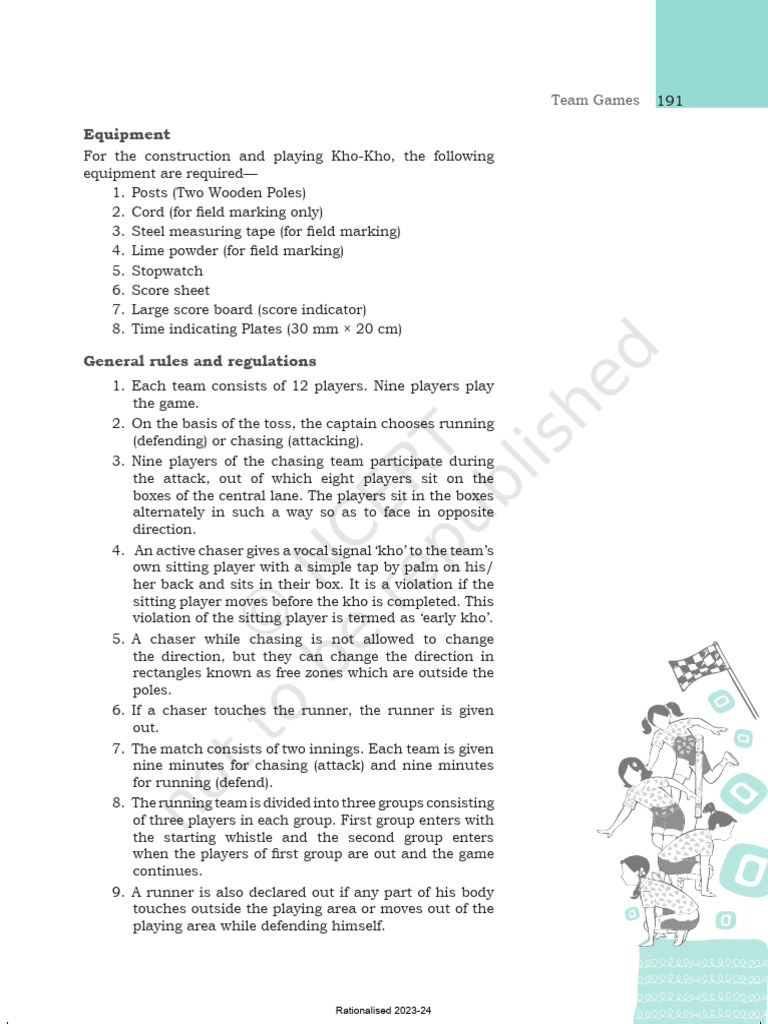 Kho-Kho Game Rules and Equipment | PDF