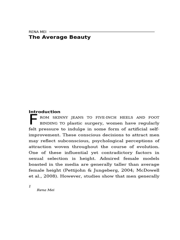 Mei the Average Beauty | PDF | Physical Attractiveness | Behavioural ...