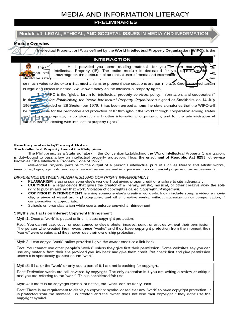 Module 7 Legal and Ethical Issues | PDF | Intellectual Property | Copyright