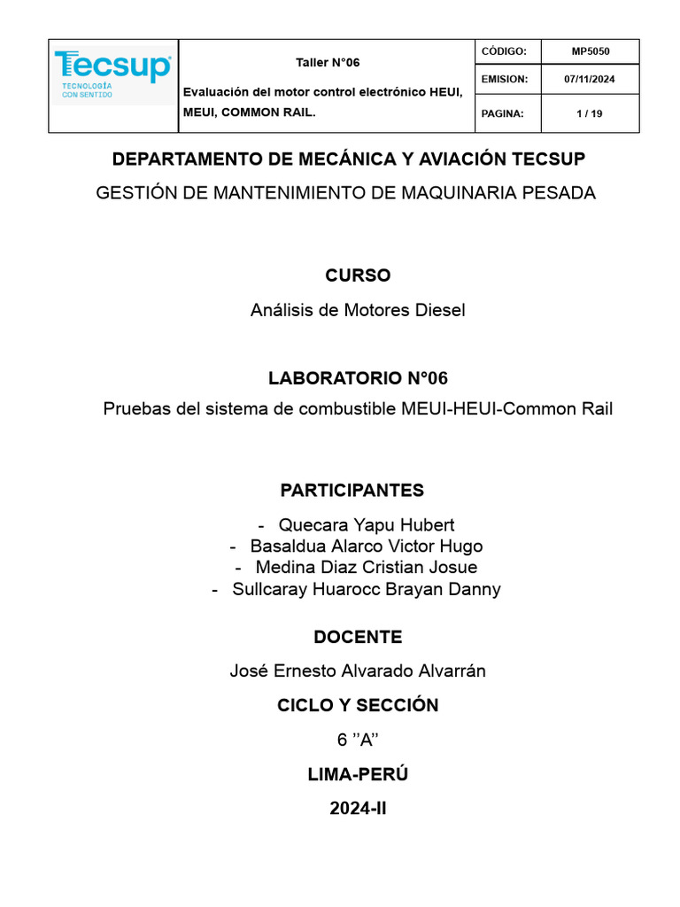 Evaluación de Motores Diesel: HEUI y Common Rail | PDF | Inyección de ...