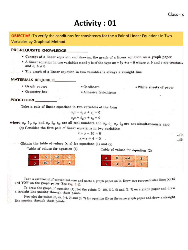 Verify Consistency & Inconsistency of Linear Equations Graphically | PDF