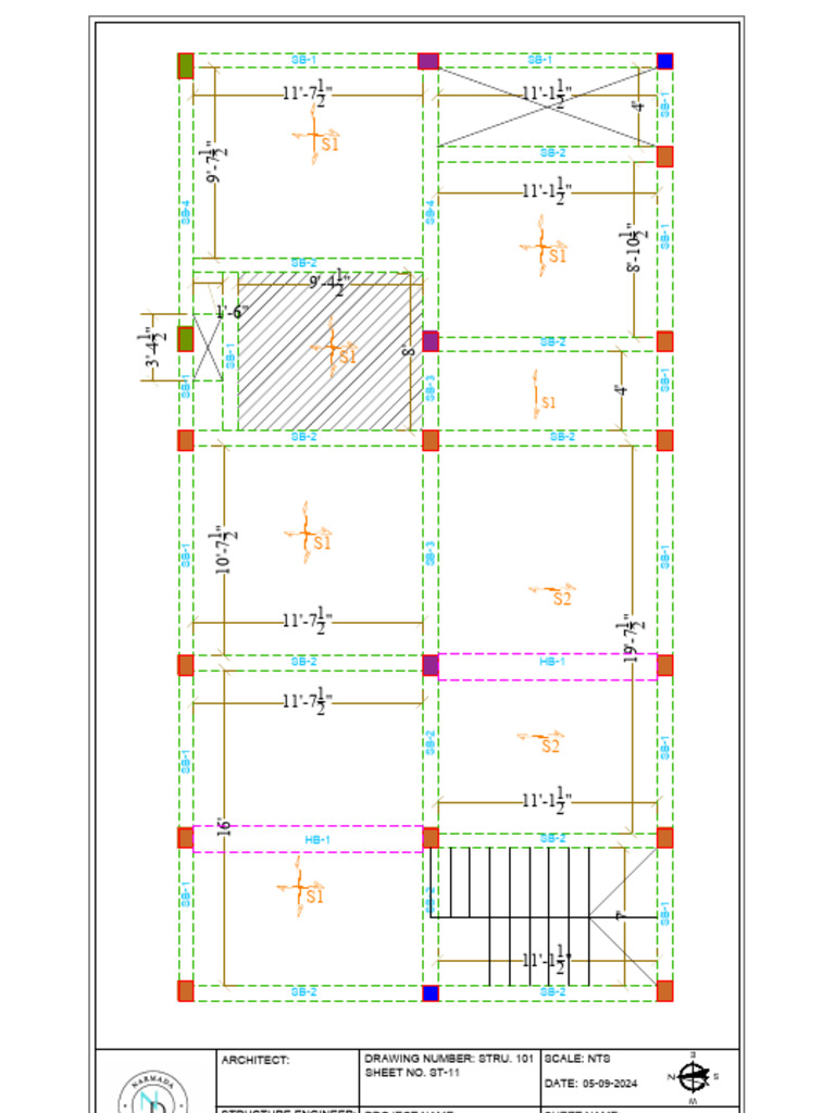 Ground Floor Beam Plan for Residence | PDF | Floors | Structural ...