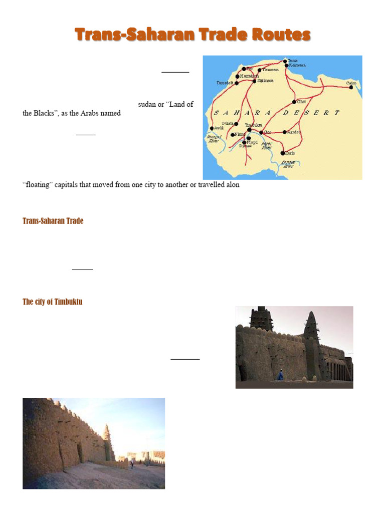 The Trans-Saharan Trade Routes WS | PDF | West Africa | Africa