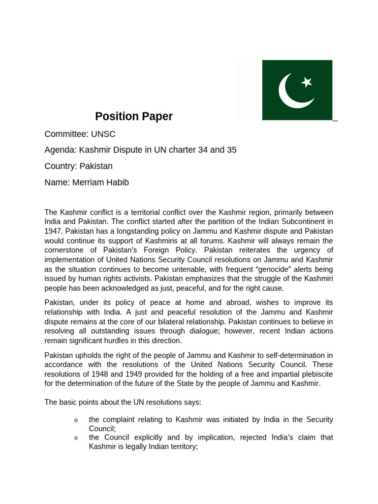 Paper Position Kashmir Conflict | PDF | International Relations ...