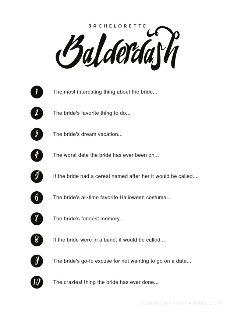 Bachelorette Balderdash | PDF