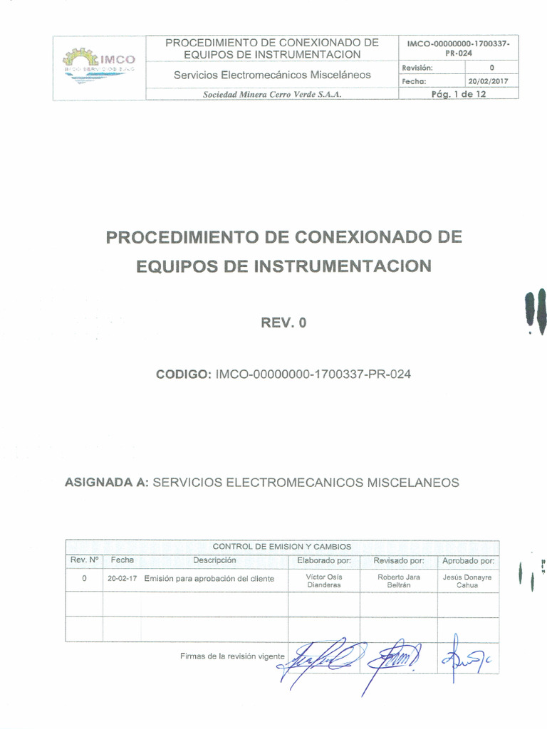 IMCO-00000000-1700337-PR-024 - Procedimiento de Conexionado de Equipos de Instrumentacion | PDF ...