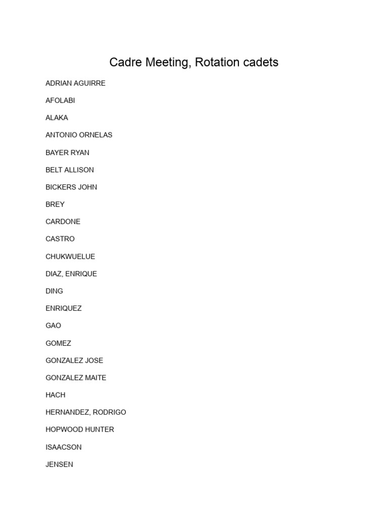 Cadre Meeting, Rotation Cadets | PDF | Art | Lifestyle