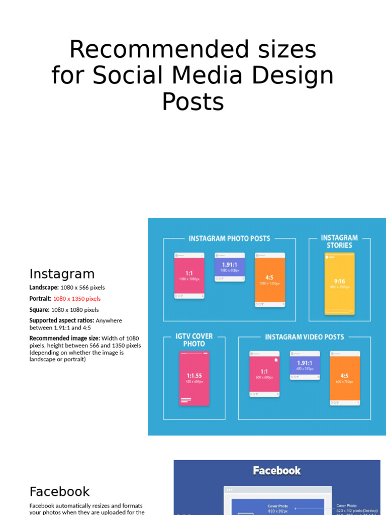 Recommended Sizes For Social Media Design Posts | PDF