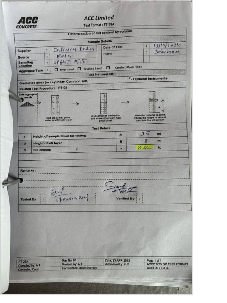 Current Sand Silt Content Report | PDF