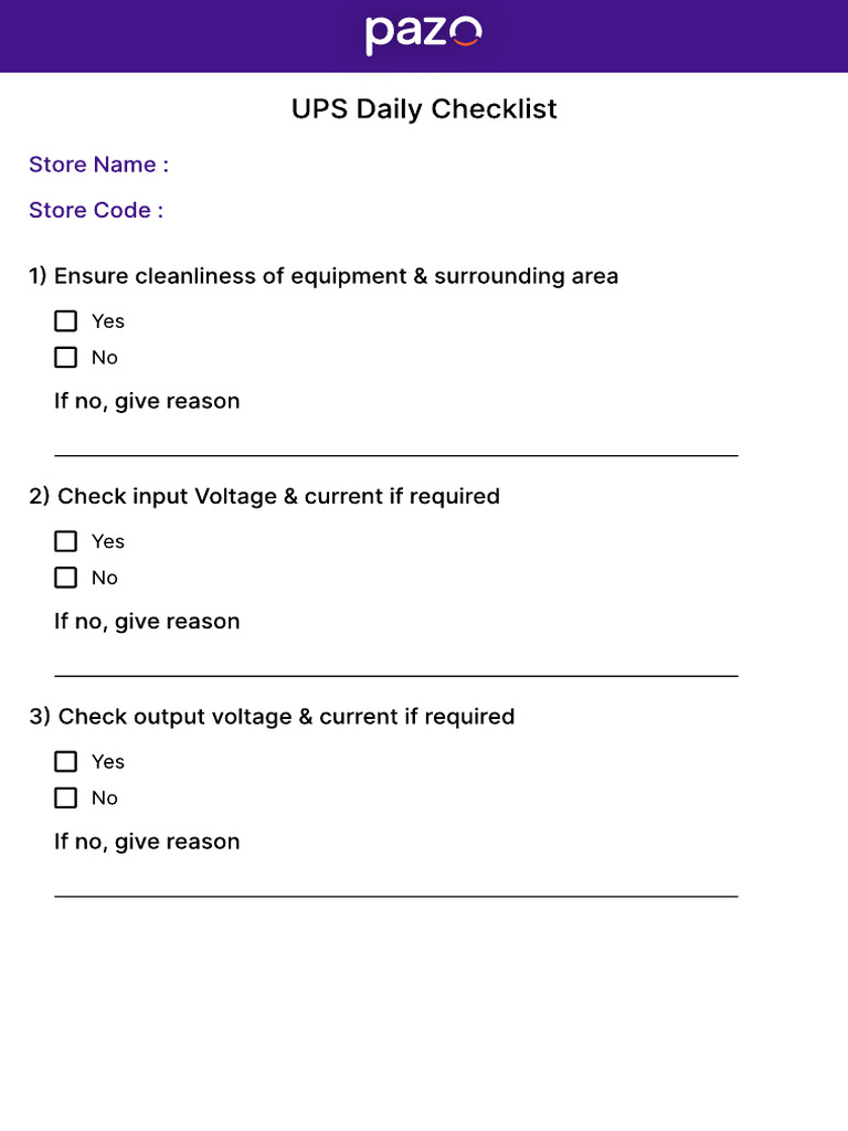 UPS Daily Checklist | PDF | Computers | Technology & Engineering