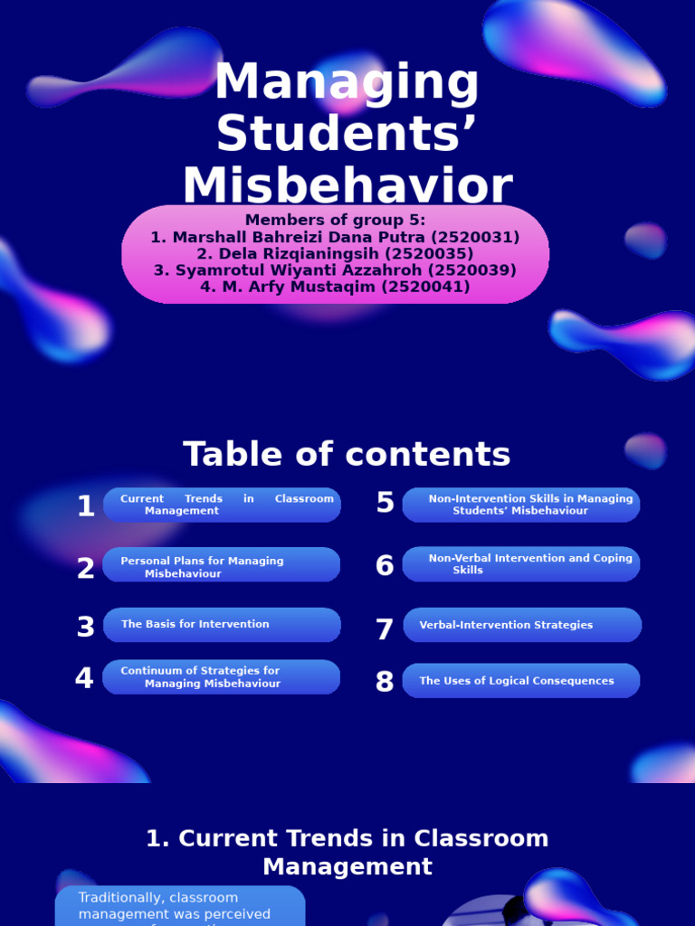 Group 5 - Managing Student Misbehavior | PDF | Teachers | Punishments