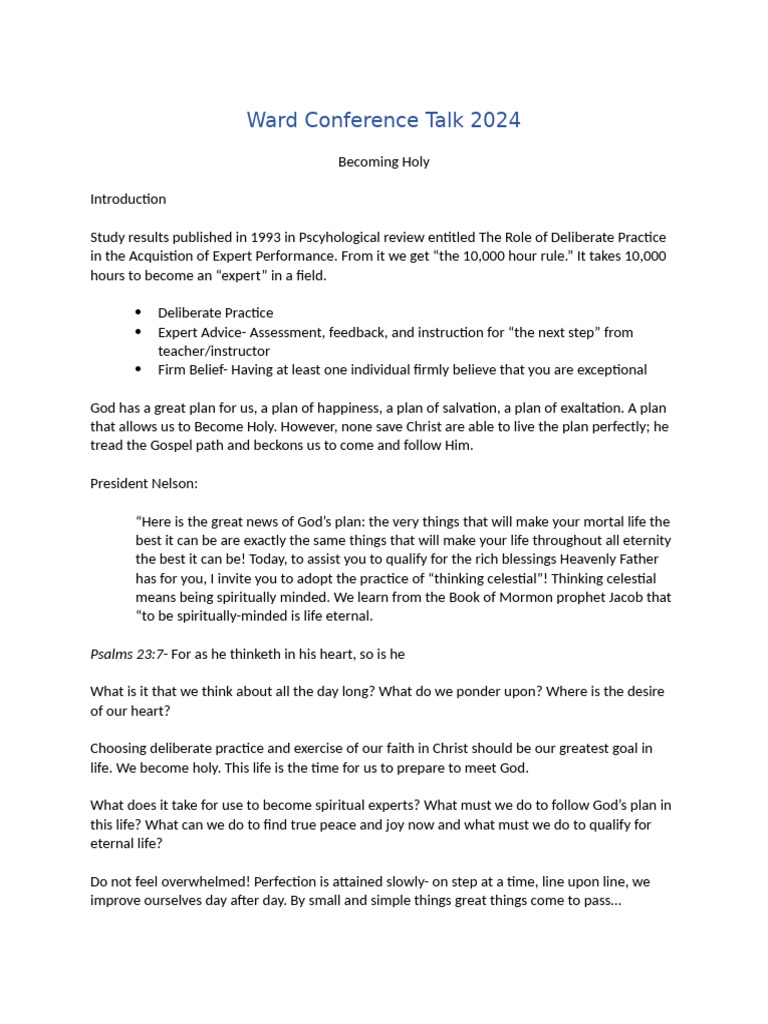 Ward Conference Talk 2024 | PDF | Jesus | Christian Belief And Doctrine