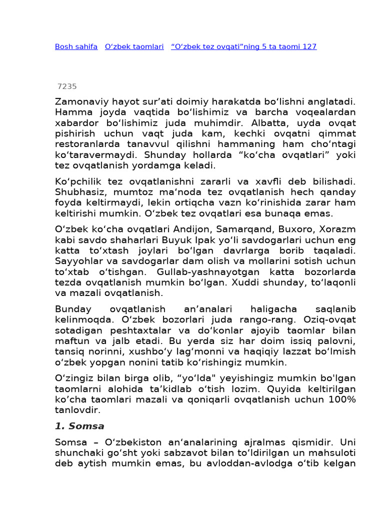 4-Mavzu Taomlar | PDF