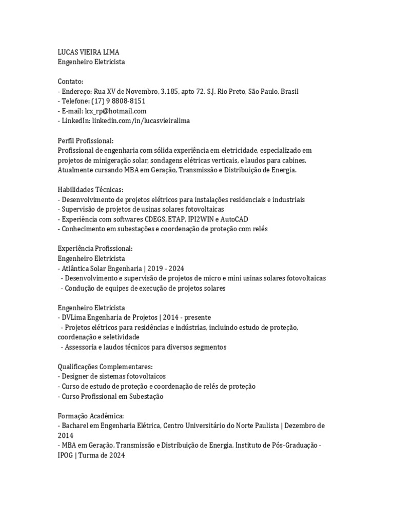 ATS Optimized Curriculo Lucas Lima | PDF