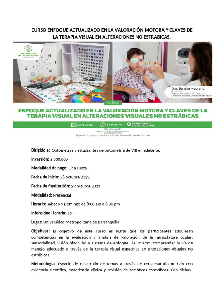 Información Curso Terapia Visual | PDF | Ciencia y matemáticas