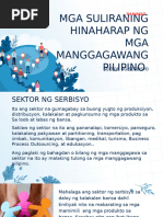 Serbisyo: Kalagayan NG Mga Manggagawa Sa Sektor NG | PDF