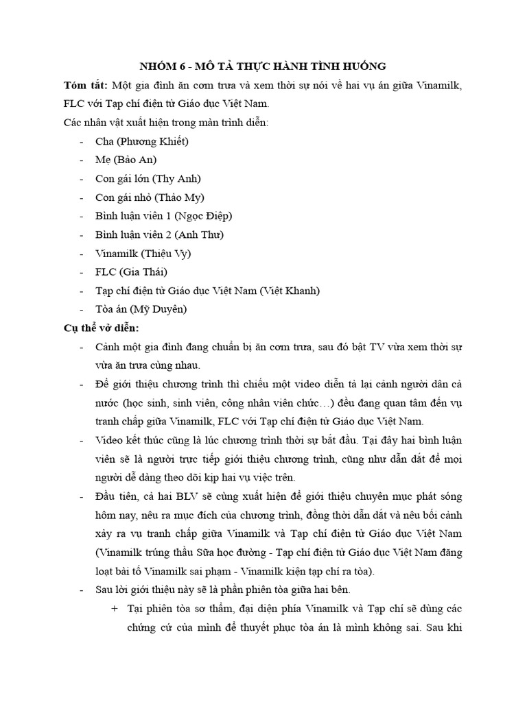 Nhom 8 - K23TTDPT - Mo Ta Thuc Hanh Tinh Huong | PDF