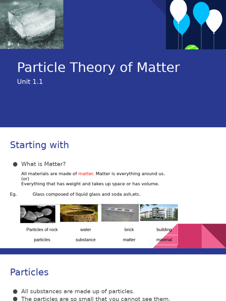 Sec 1.1 Particle Theory of Matter | PDF | Liquids | Matter