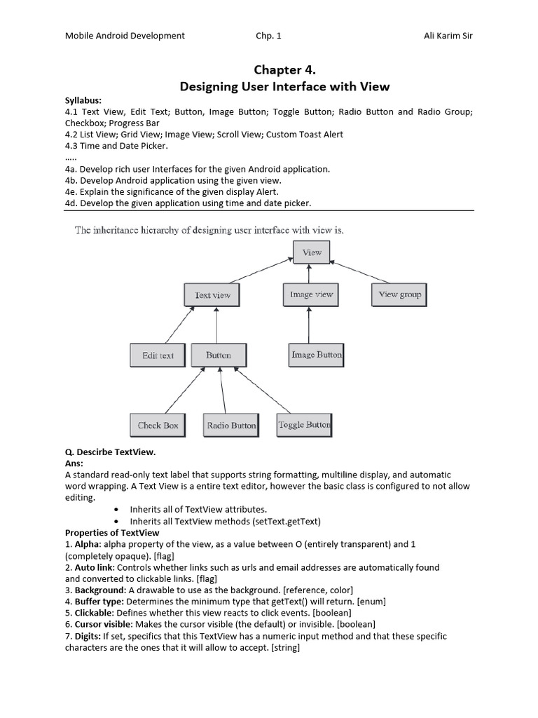 Chapter 4 Designing User Interface With View Pdf Cursor User Interface Android