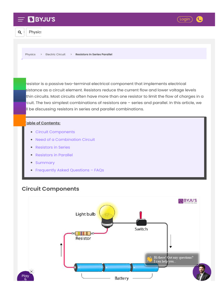 Byjus Com Physics Resistors in Series Parallel | PDF | Series And ...