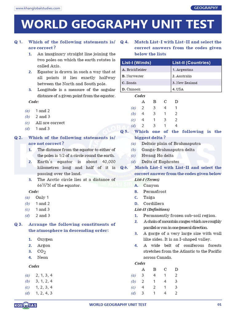 538 Lecture World Geography Unit Test by World Geography by Sa | PDF ...