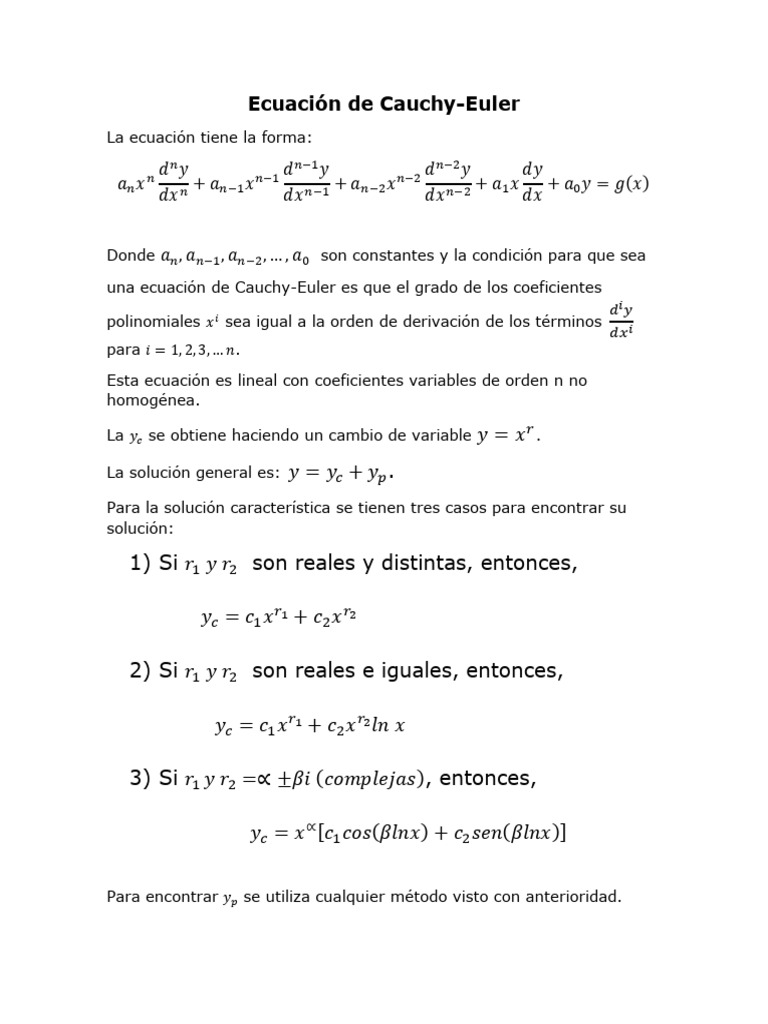 Matemáticas II P-11 Cauchy-Euler | PDF | Ecuaciones | Cálculo