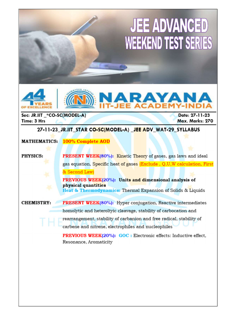 27-11-23 - JR - Iit - Star Co-Sc (Model-A) - Jee Adv - Nm-Iv (P-I ...