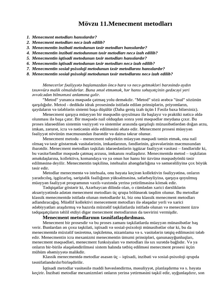 10.menecmentin Metodlar TO | PDF