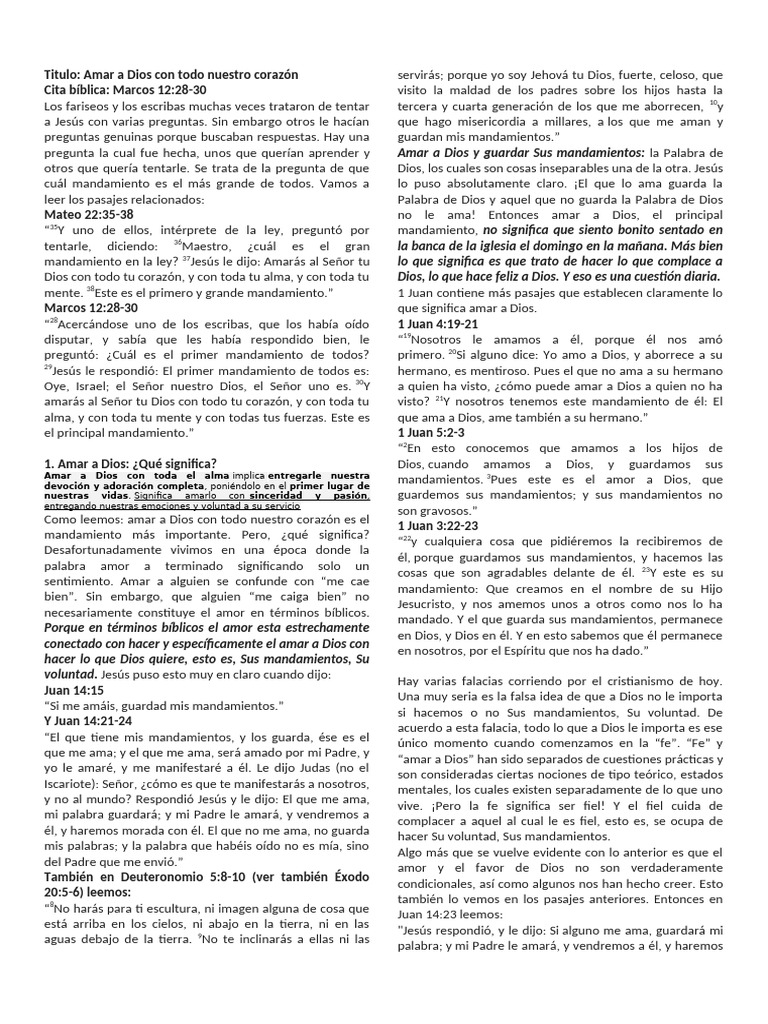 Amar A Dios Con Todo Nuestro Corazon | PDF | Amor | Creencia religiosa y doctrina
