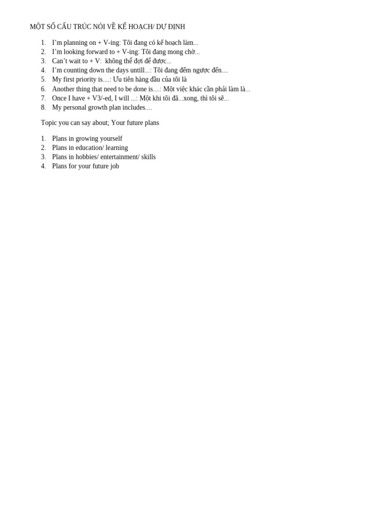 Talk About Your Future Plans | PDF